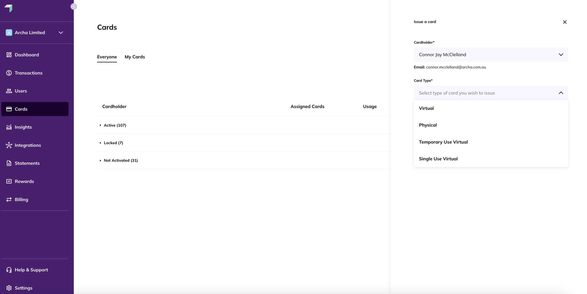 How to issue a Physical Card