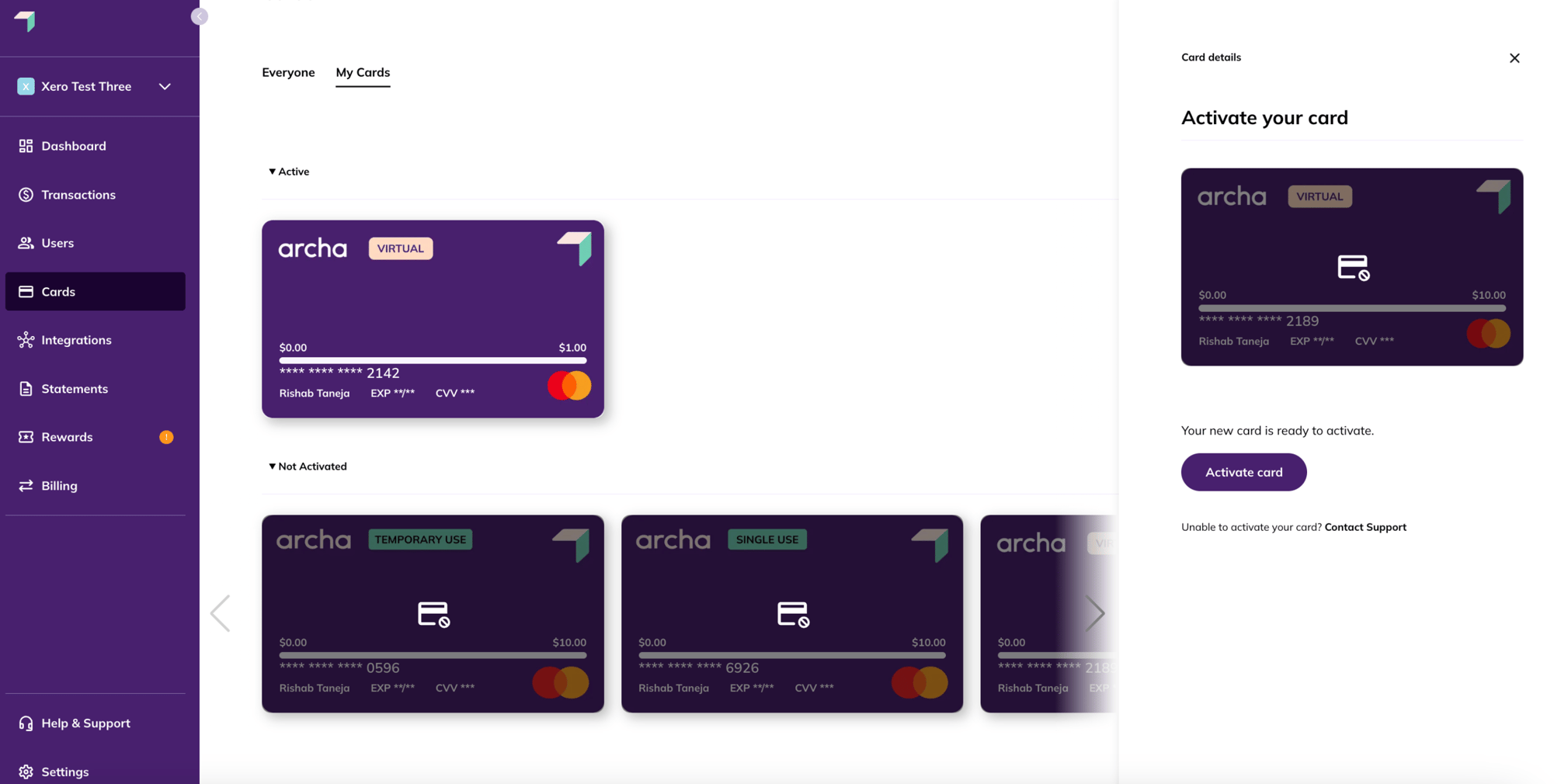 How to activate Virtual Cards