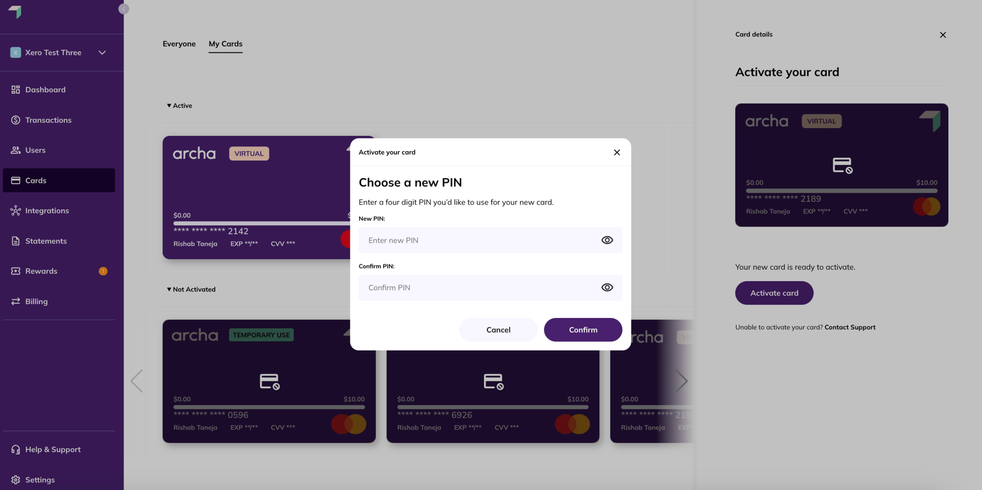 How to activate Virtual Cards